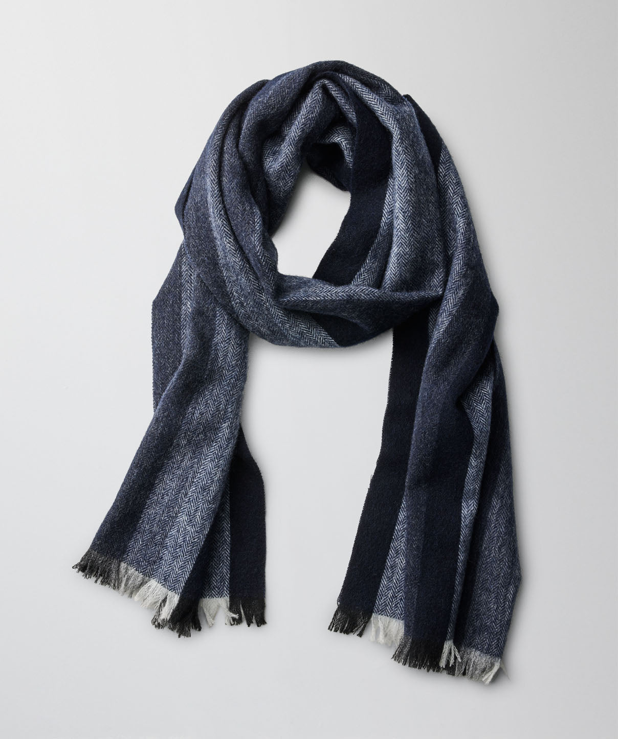 Herringbone Wool Scarf - Charcoal - scarves - GAZMAN