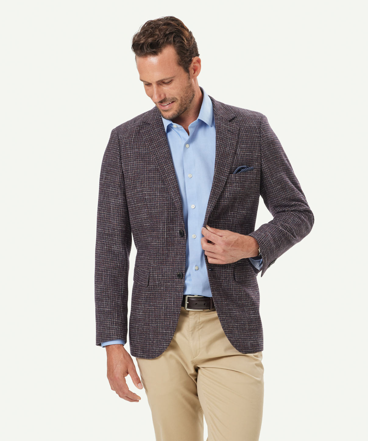 Wool Blend Textured Weave Sports Jacket - Mahogany - category_2:Sports ...
