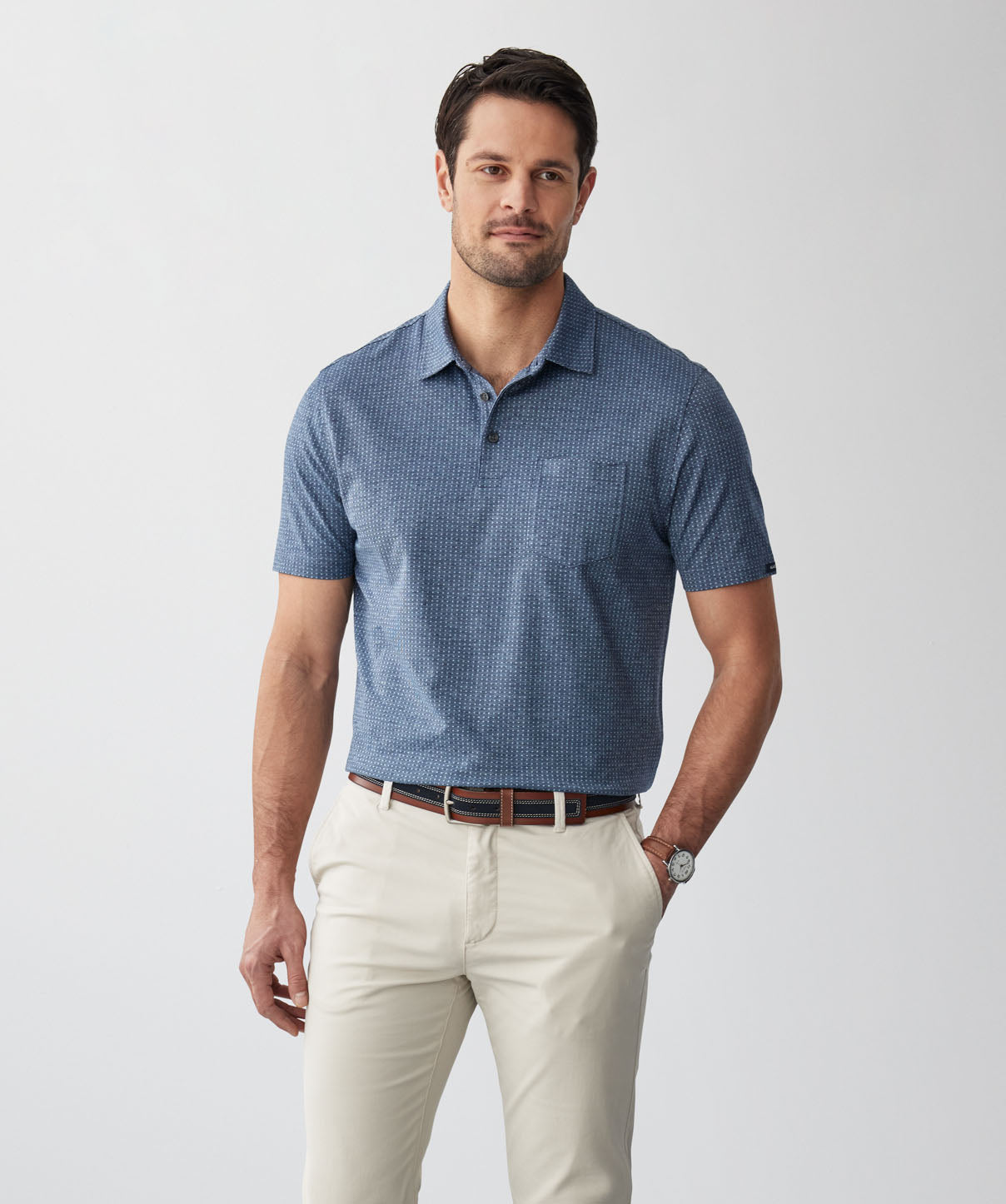 Smart Jacquard Polo - Navy - x-polos - GAZMAN