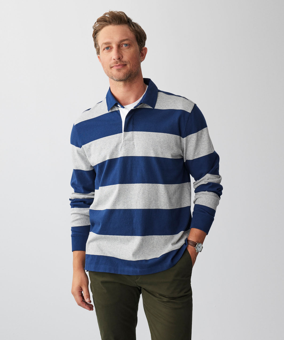 Block Stripe Rugby Jumper - Blue - x-sweats - GAZMAN