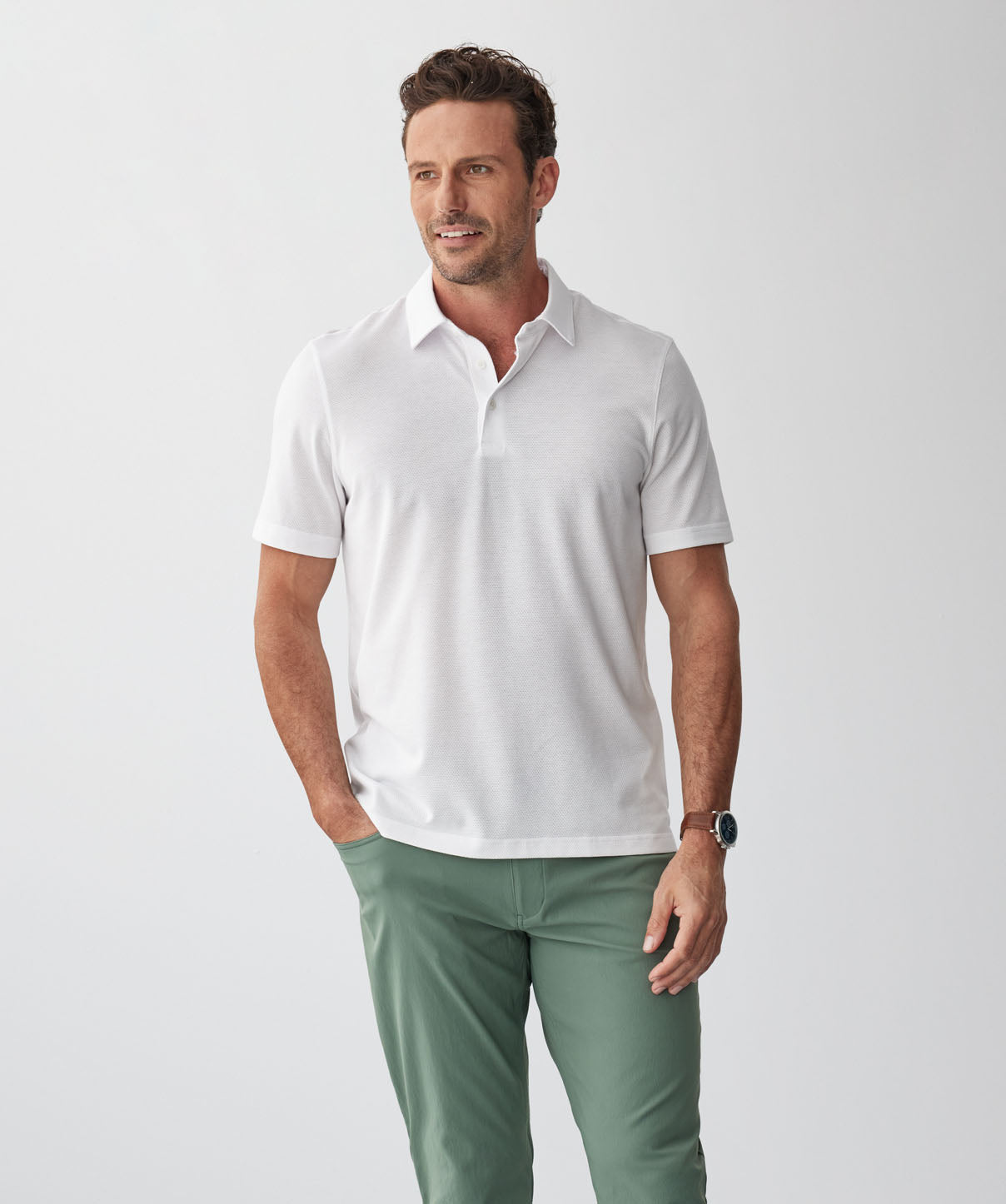 GAZFLEX Textured Polo - White - polos - GAZMAN
