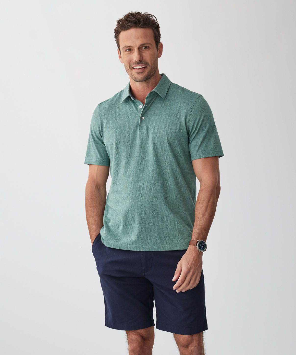 GAZFLEX Textured Polo - Green - polos - GAZMAN