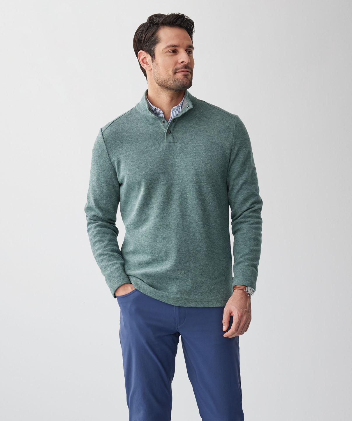 Fairway Half Button Sweat - Green - x-sweats - GAZMAN