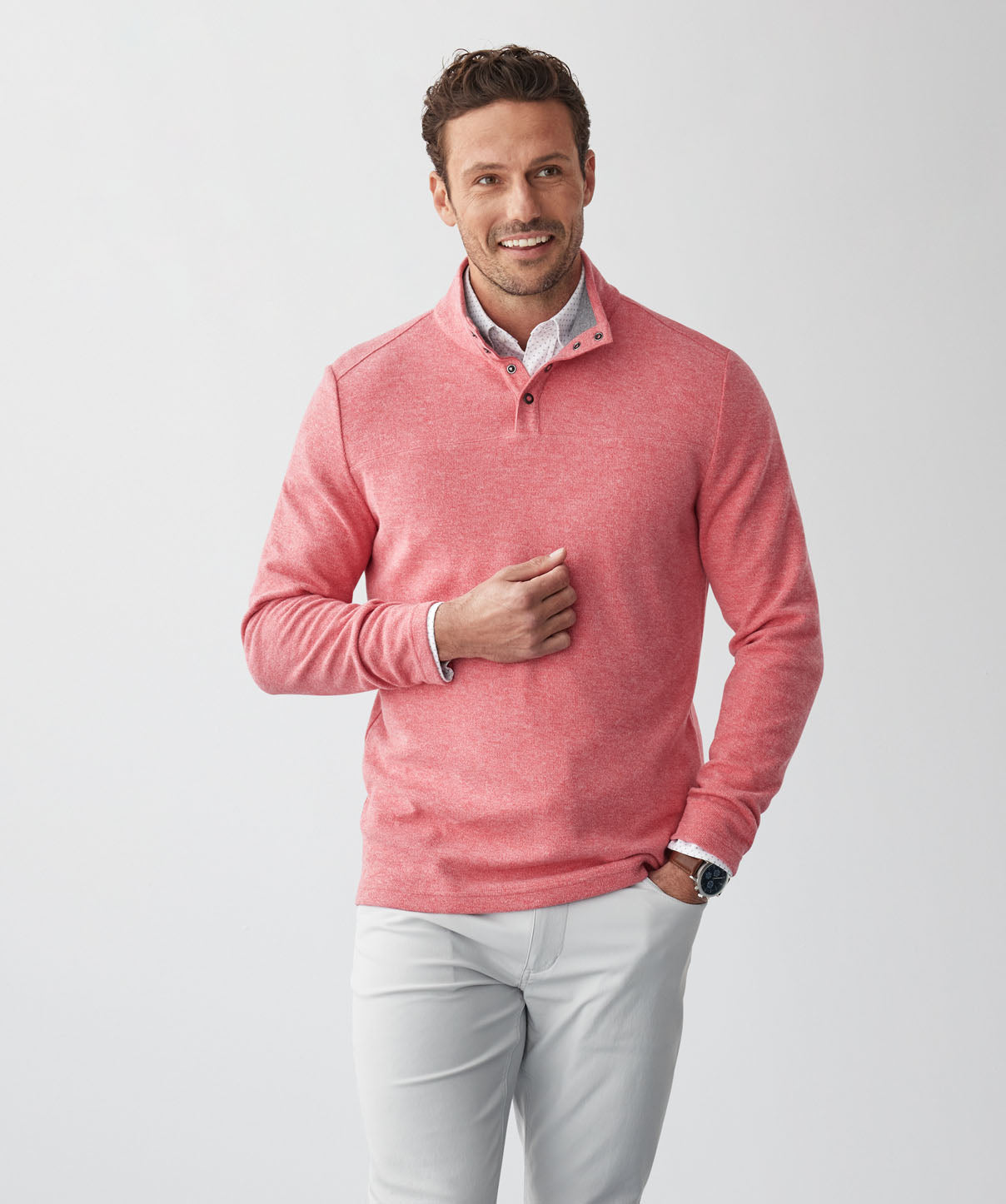 Fairway Half Button Sweat - Red - sweats - GAZMAN