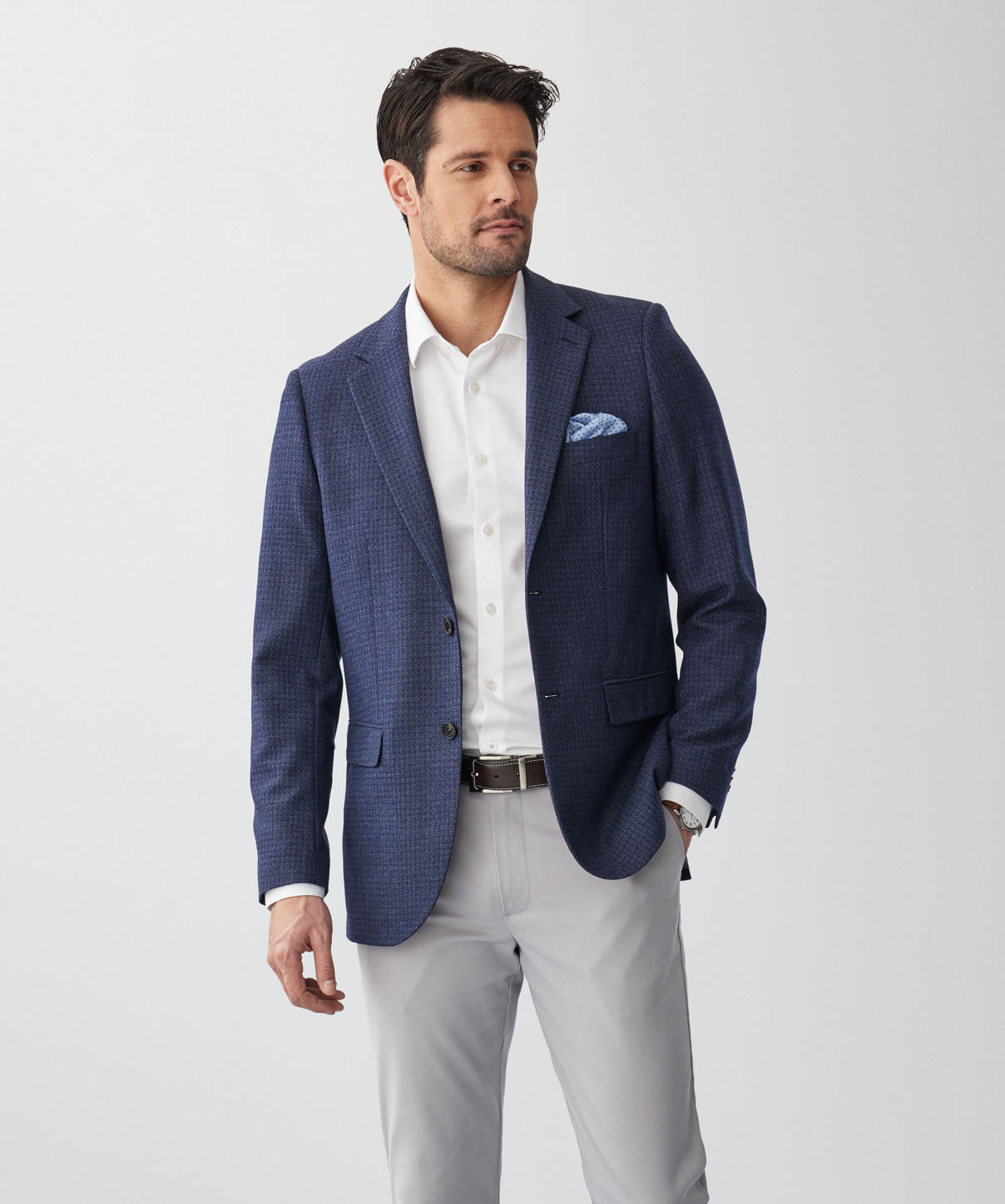 Wool Textured Sports Jacket - Navy Mix - Sports Jackets - GAZMAN