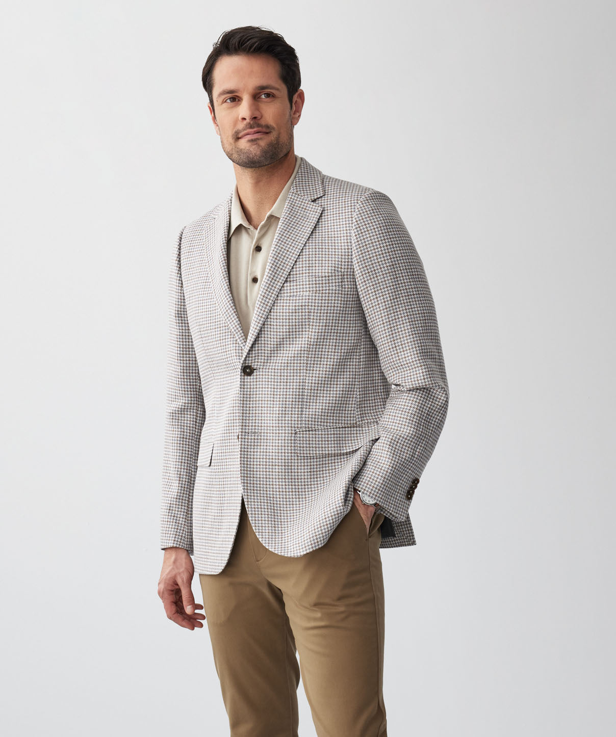 Linen Blend Houndstooth Sports Jacket - Multi Check - category_2:Sports ...