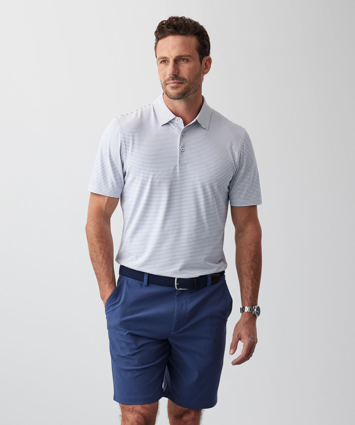 GAZFLEX Stripe Polo - White - polos - GAZMAN