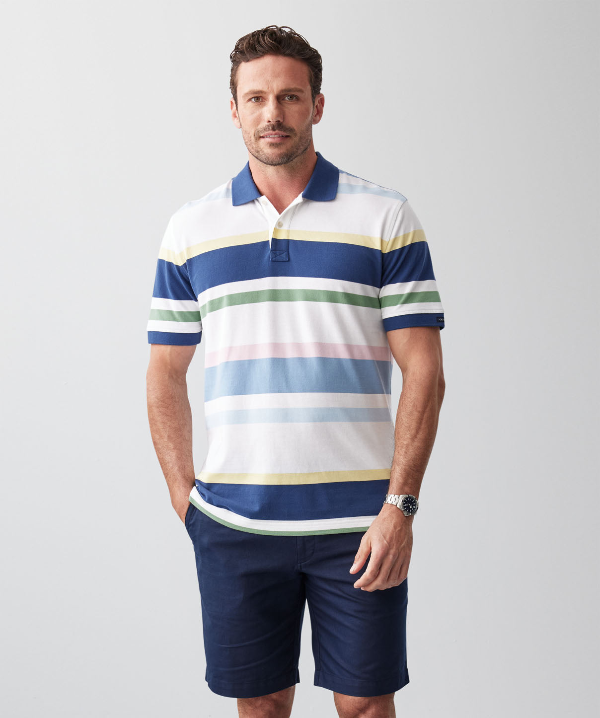 Variegated Stripe Polo - Multi Stripe - polos - GAZMAN