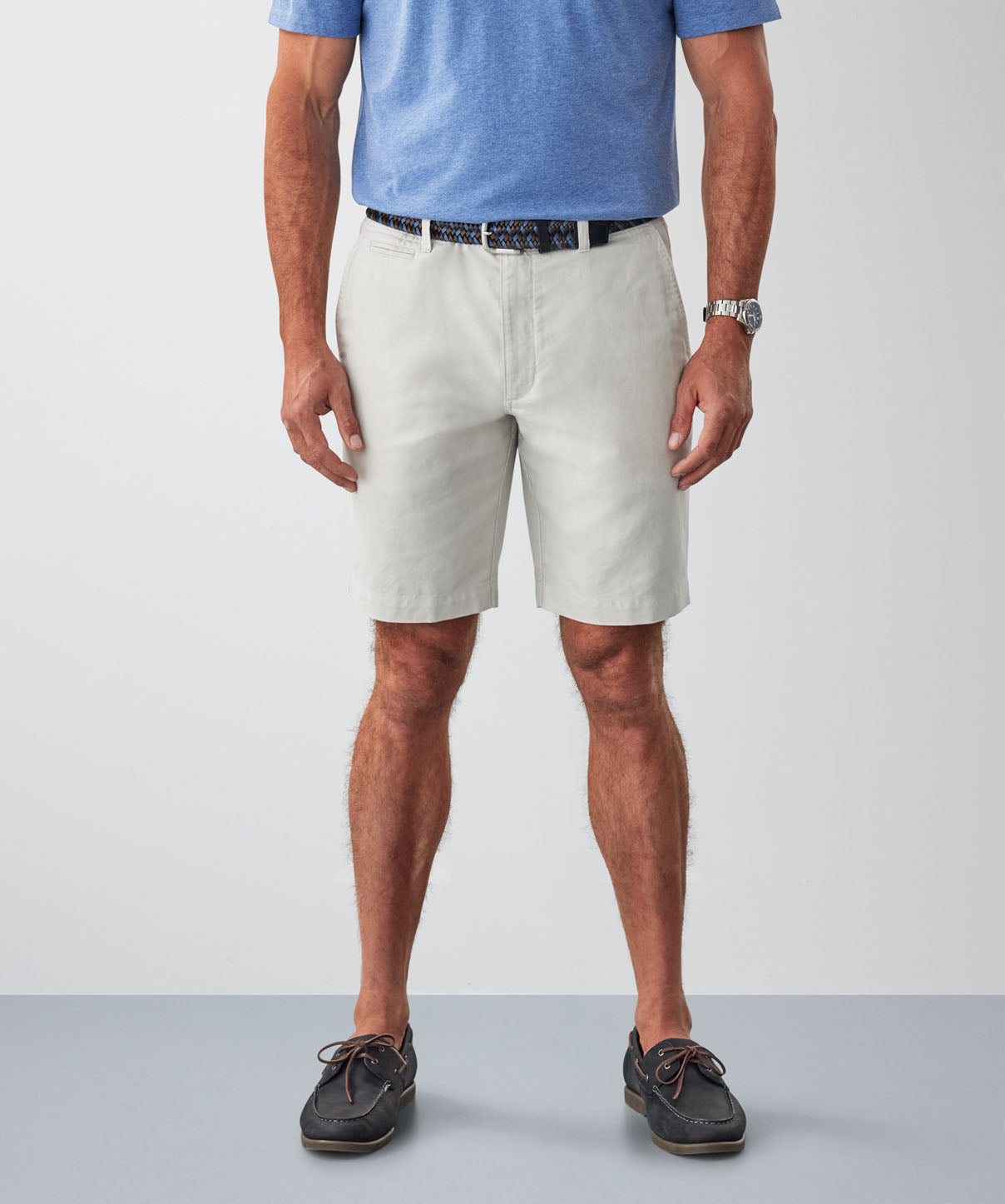 Linen Blend Shorts - Stone - shorts - GAZMAN