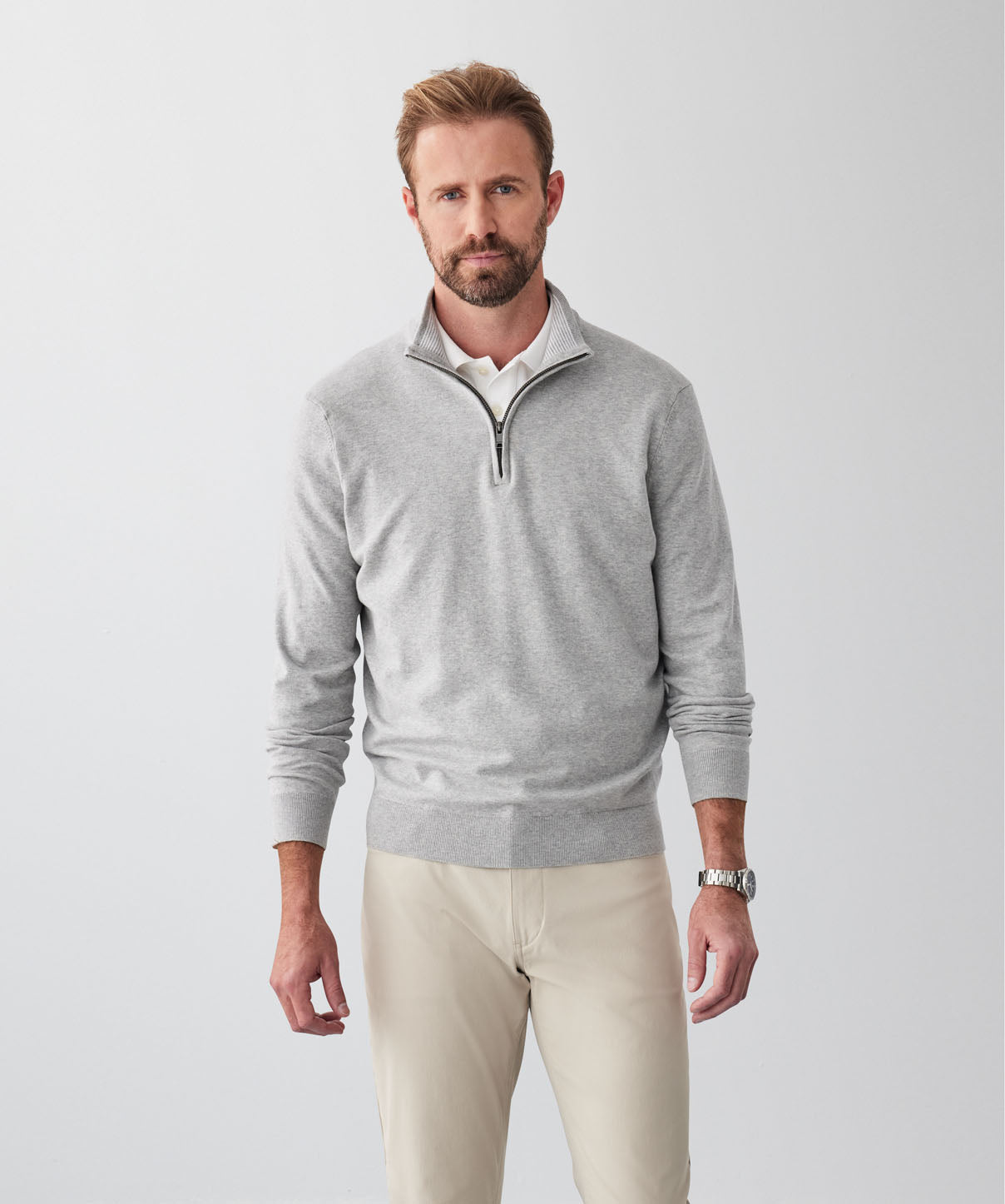 High Flex Half Zip Knit - Grey - knitwear - GAZMAN
