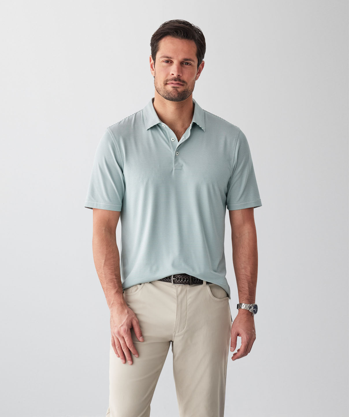 GAZFLEX Stripe Polo - Green - polos - GAZMAN
