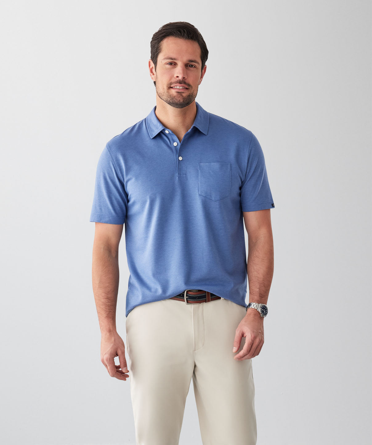 Smart Jacquard Polo - Blue - polos - GAZMAN