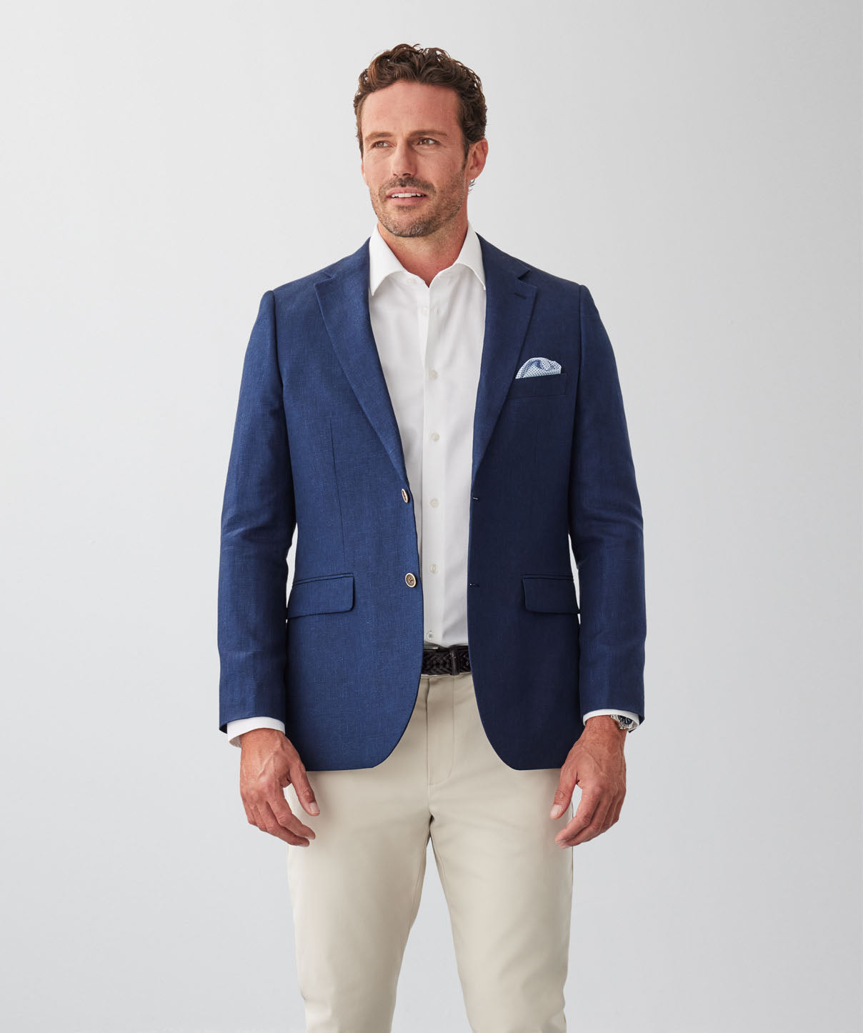 Linen Blend Sports Jacket - Navy - sports_jacket - GAZMAN