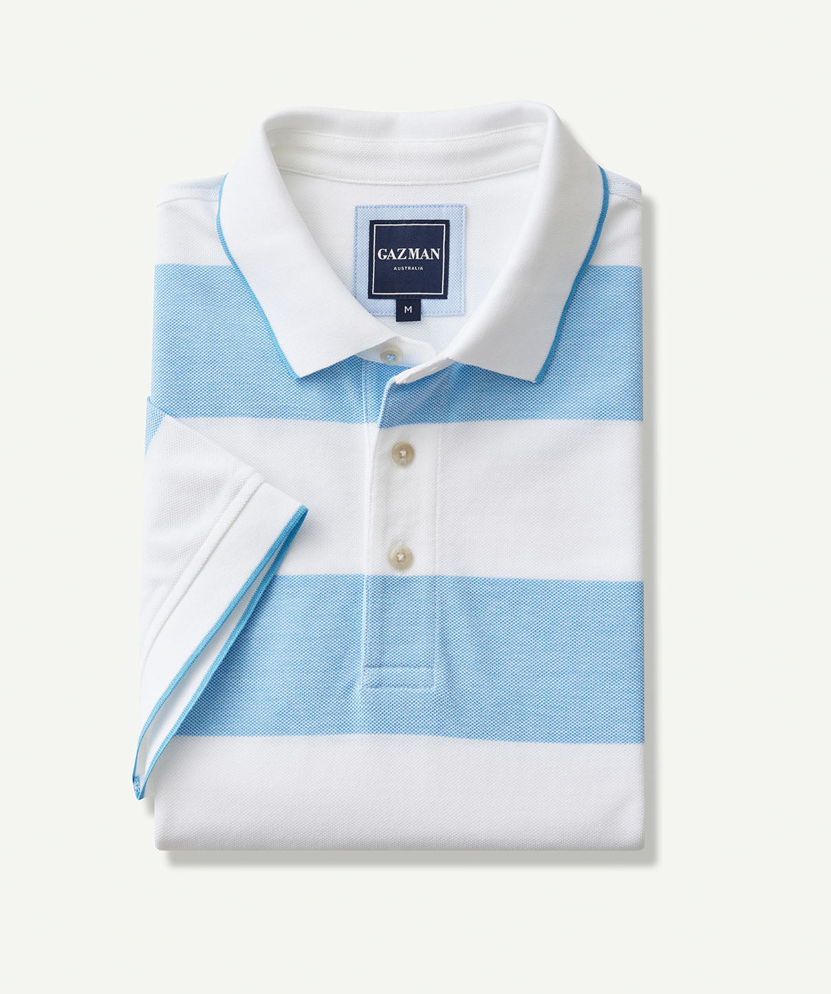 Oxford Block Stripe Polo - Blue - x-polos - GAZMAN