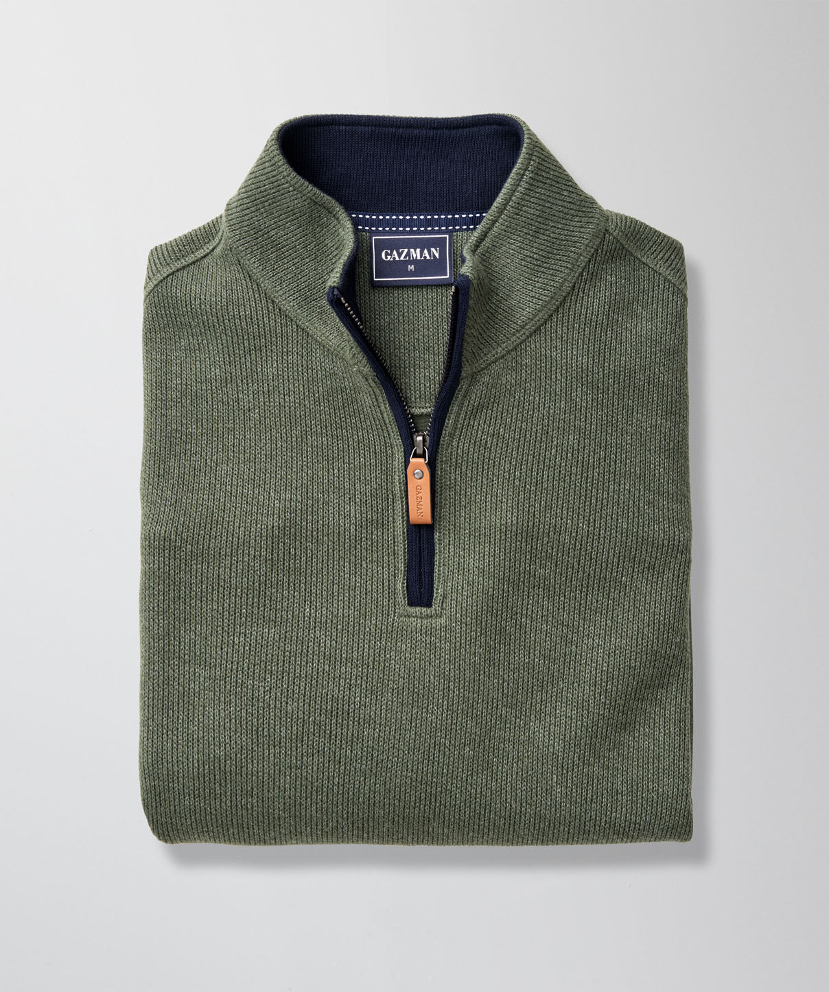 Half Zip French Rib Sweat - Khaki - x-sweats - GAZMAN