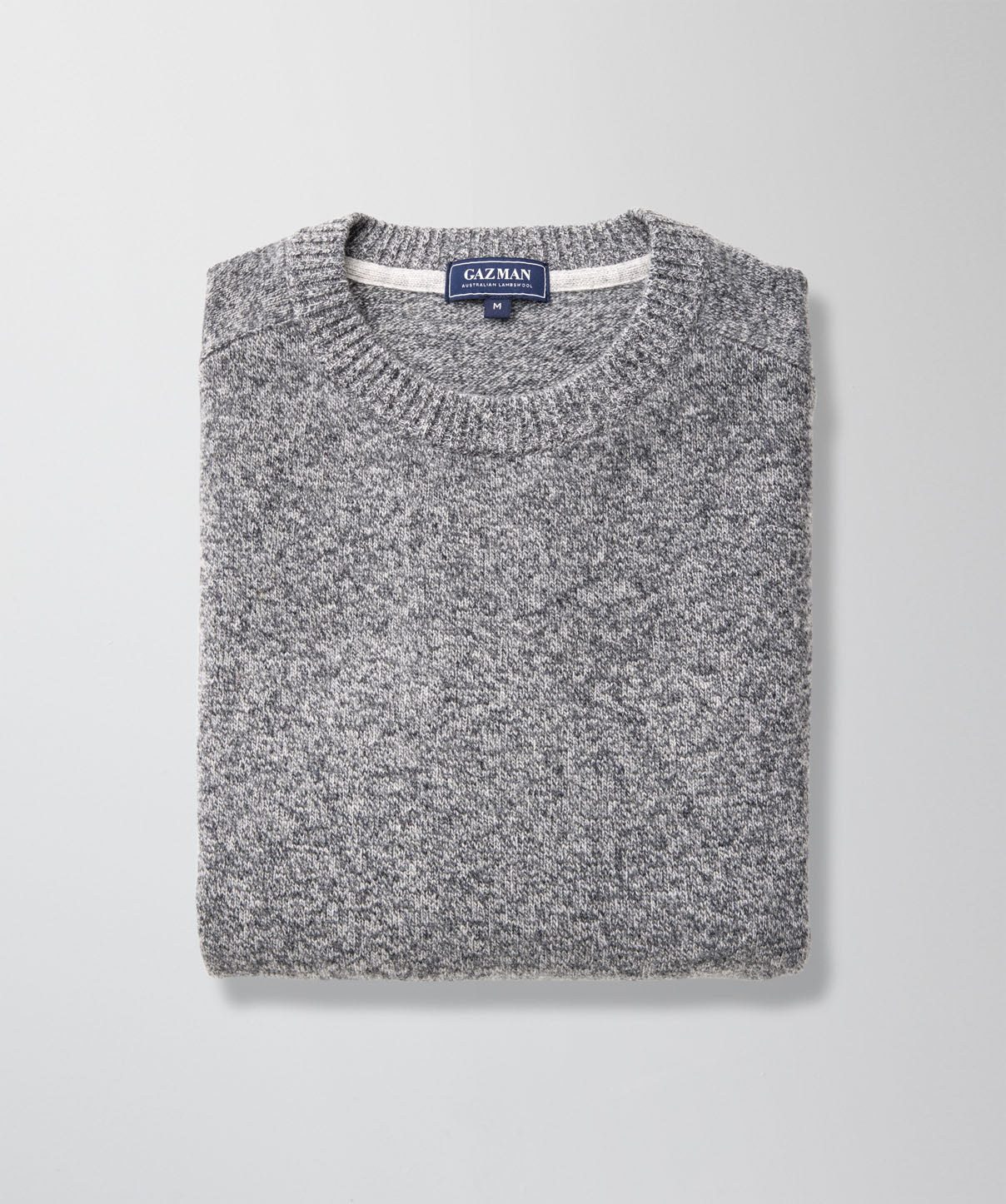 Lambswool Crew Neck Knit - Grey Mix - knitwear - GAZMAN