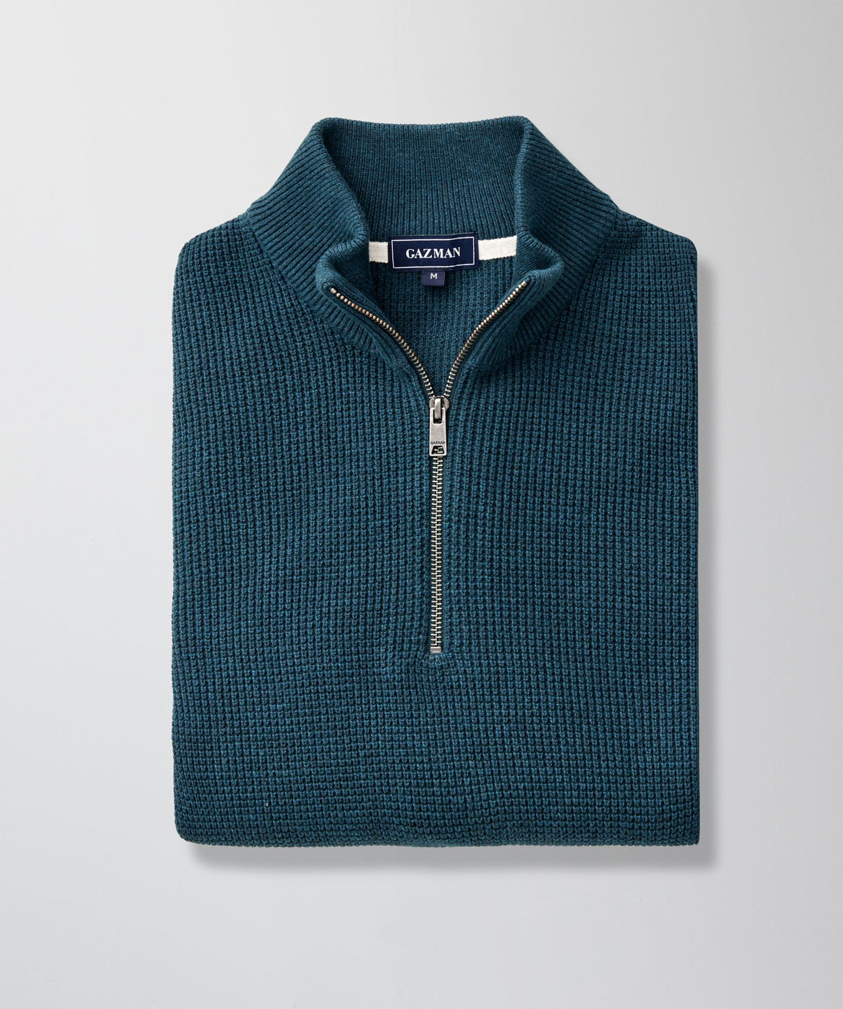 Waffle Half Zip Knit - Forest - x-knitwear - GAZMAN