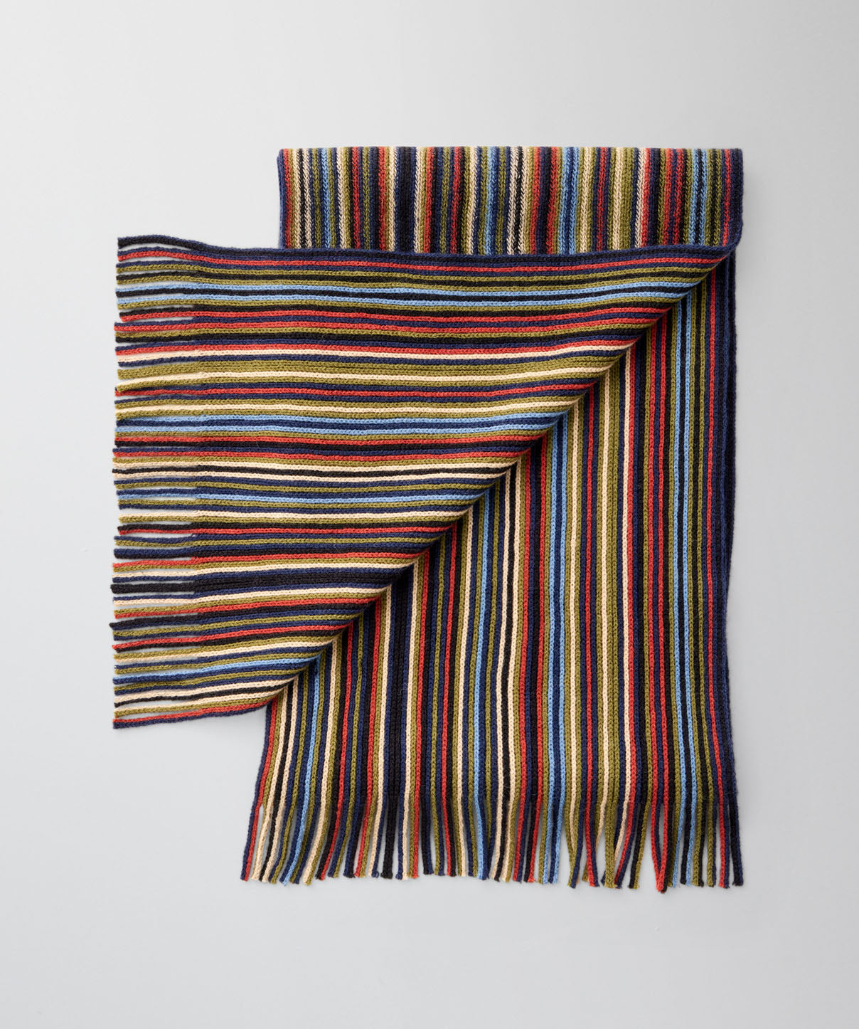 Fine Stripe Wool Blend Scarf - Olive - Scarves - GAZMAN