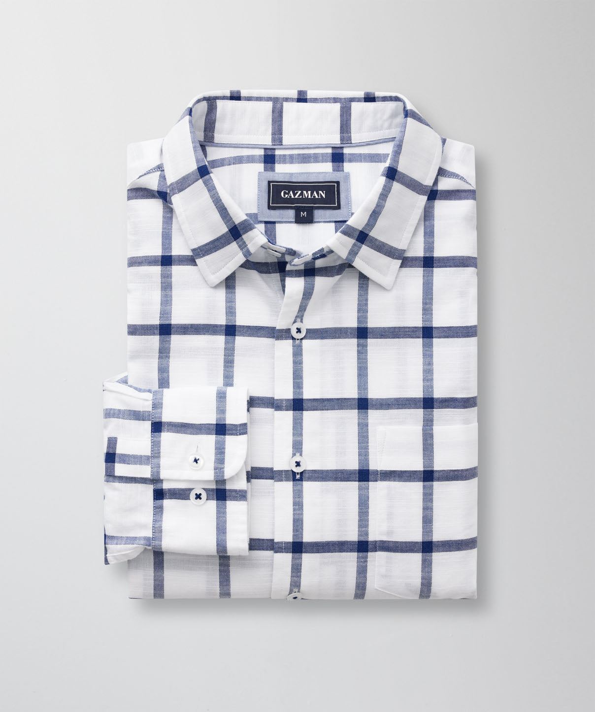 Casual Window Pane Check Long Sleeve Shirt - White - long_sleeve_shirts ...