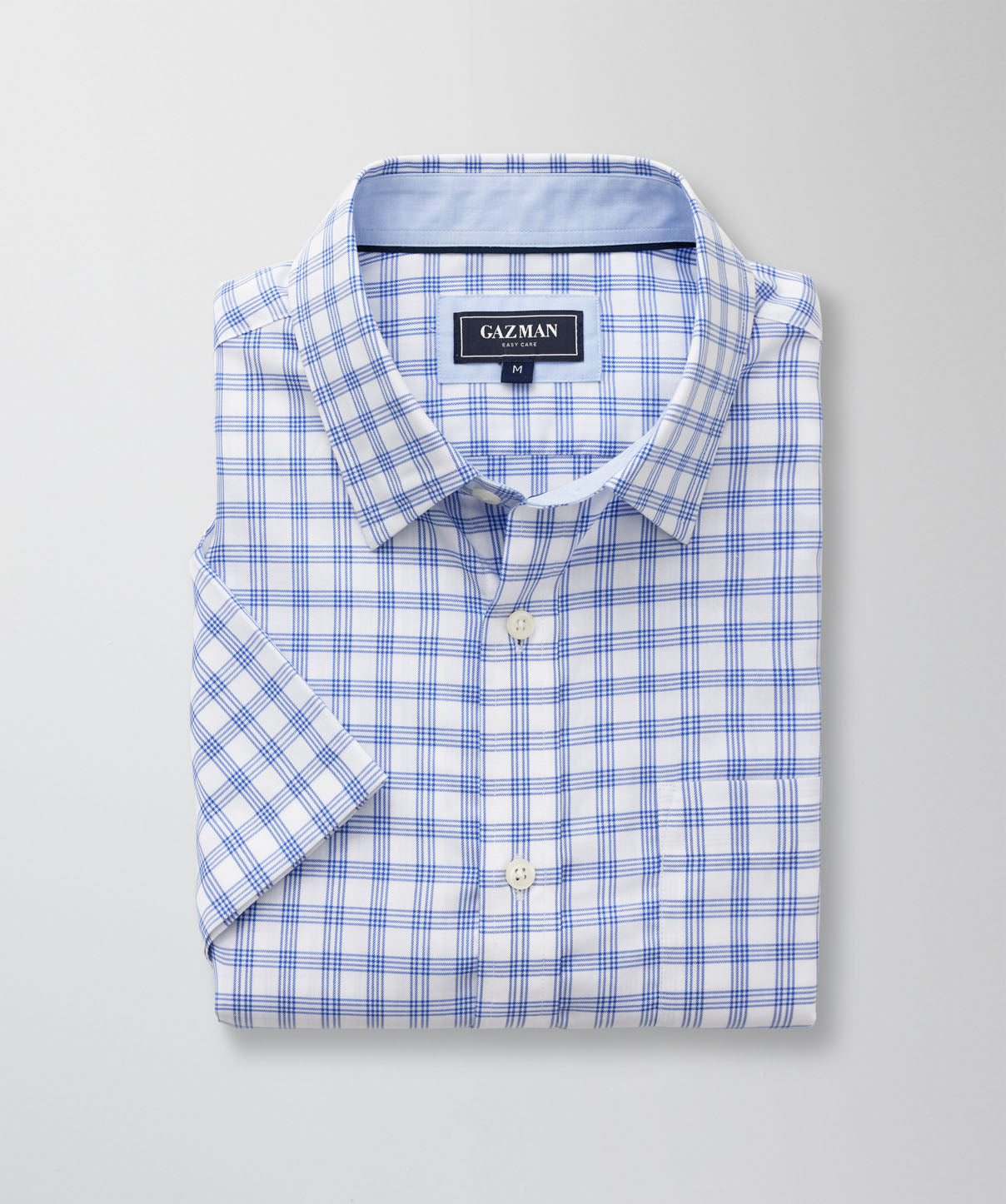 Easy Care Check Short Sleeve Shirt - Blue - short_sleeve_shirts - GAZMAN