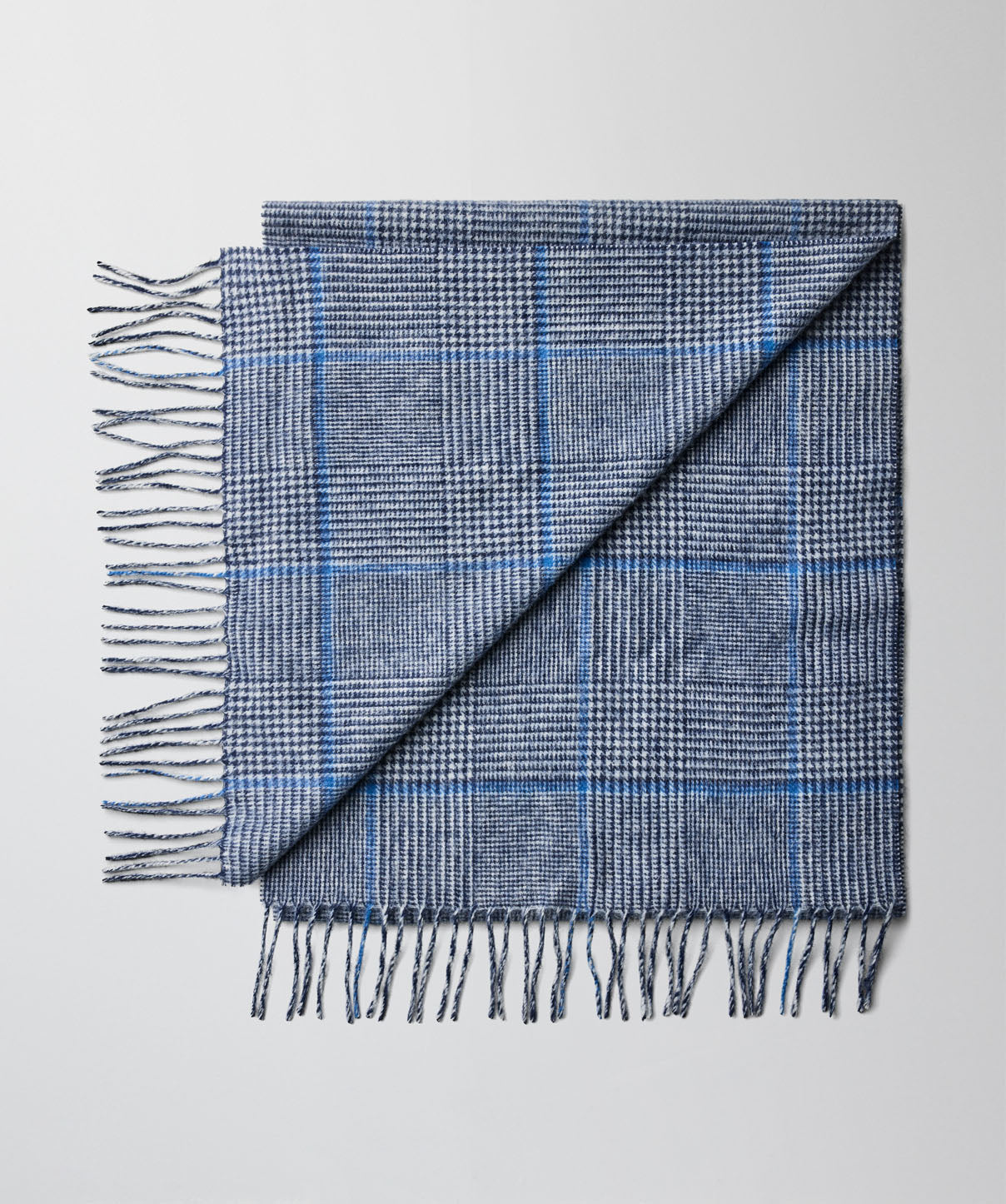 Wool Check Scarf - Blue - scarves - GAZMAN