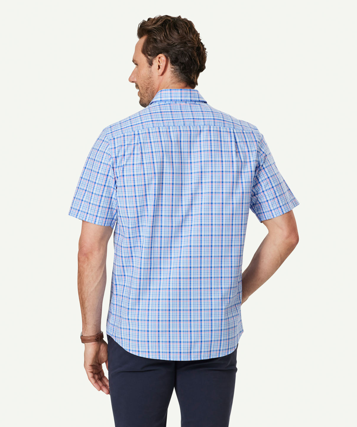 Easy Care Check Short Sleeve Shirt - Blue - category_2:Short Sleeve ...