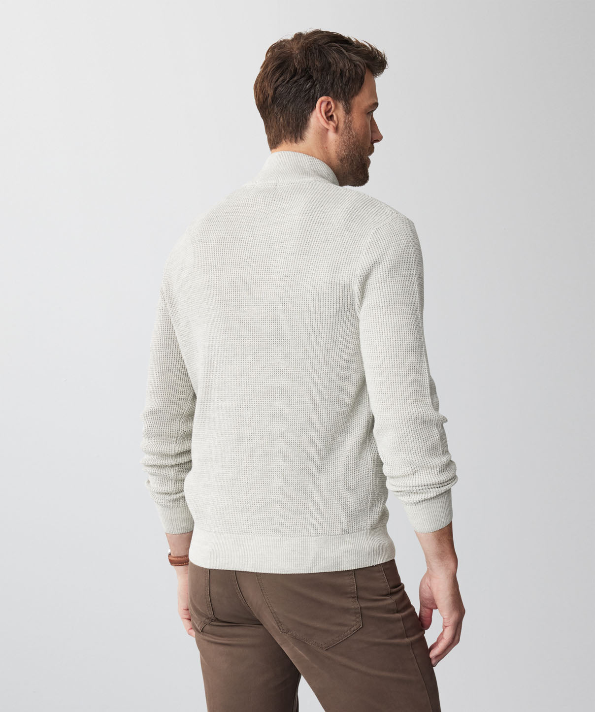 Waffle Half Zip Knit - Oatmeal - x-knitwear - GAZMAN