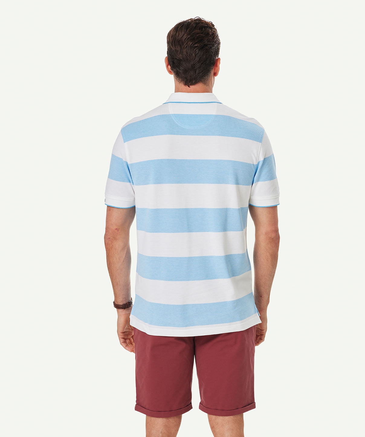 Oxford Block Stripe Polo - Blue - x-polos - GAZMAN