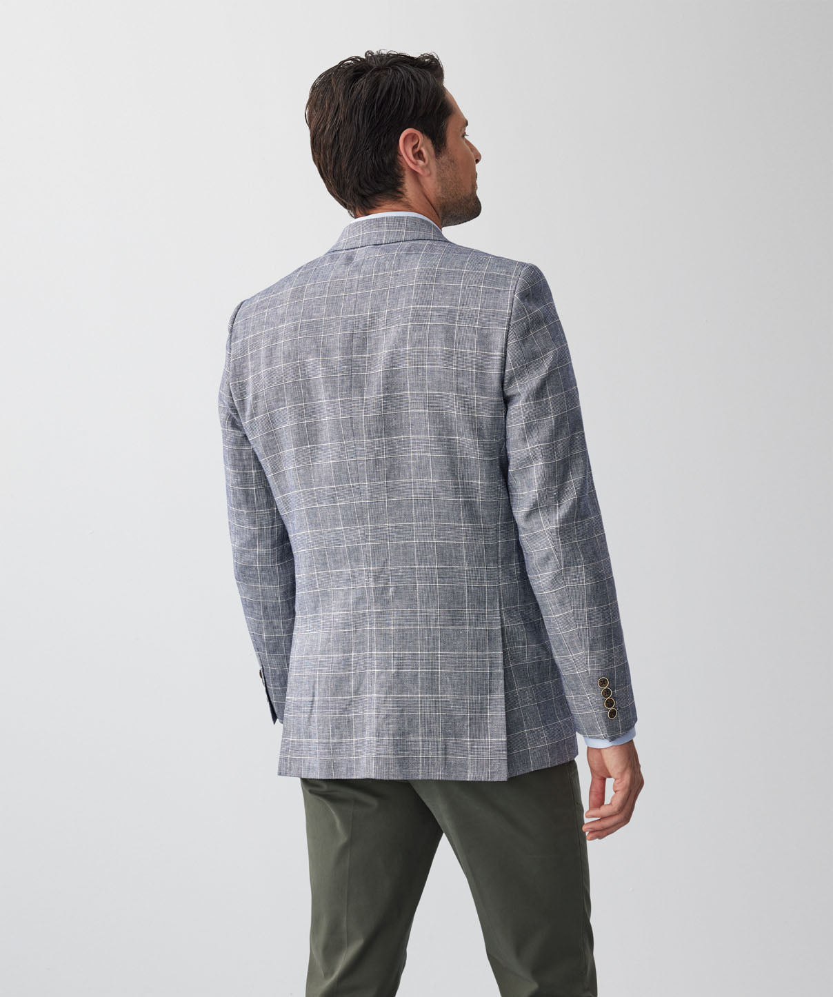 Linen Blend Check Sports Jacket - Navy - category_2:Sports Jackets - GAZMAN