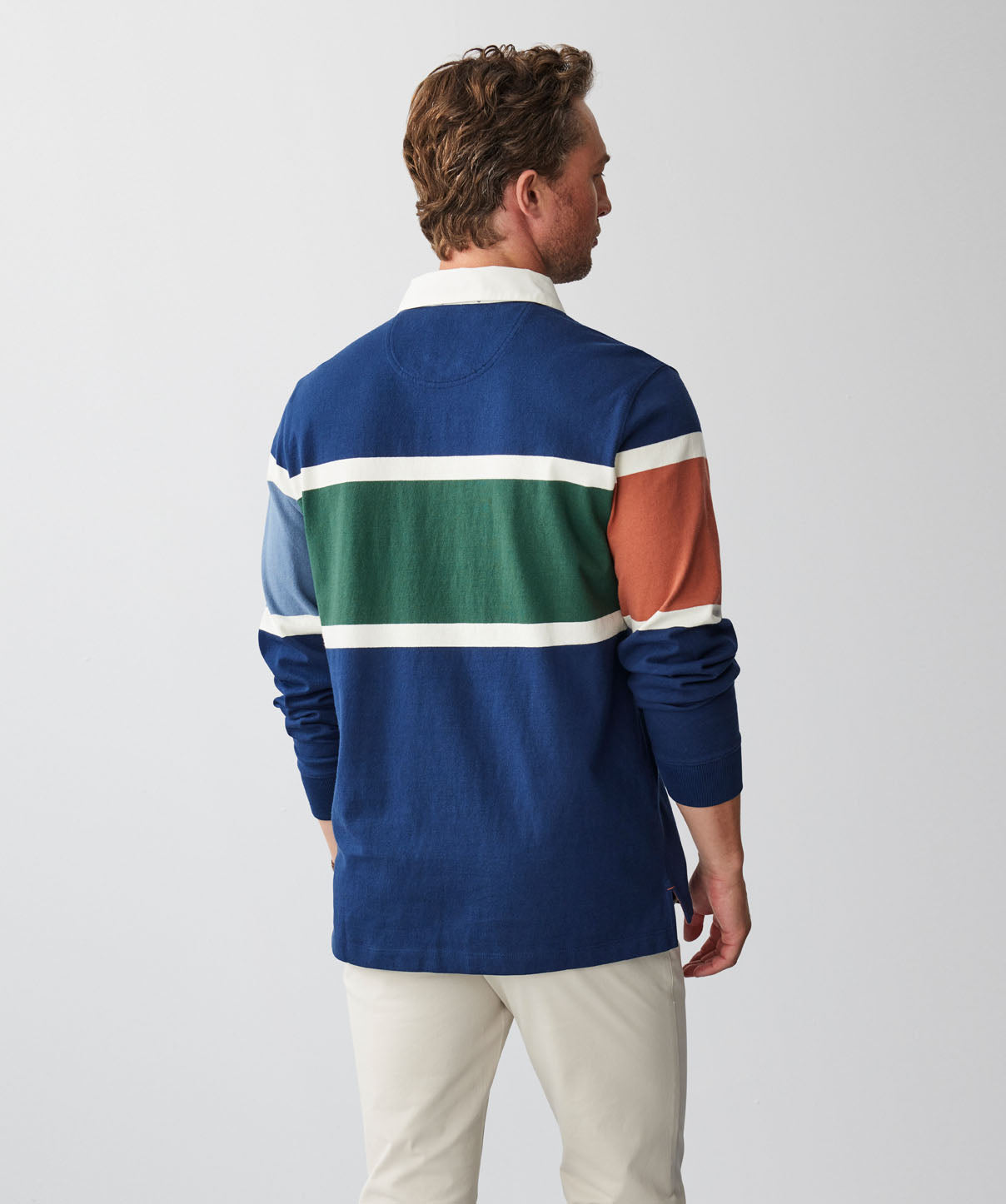 Multi Stripe Rugby Jumper - Navy - x-sweats - GAZMAN