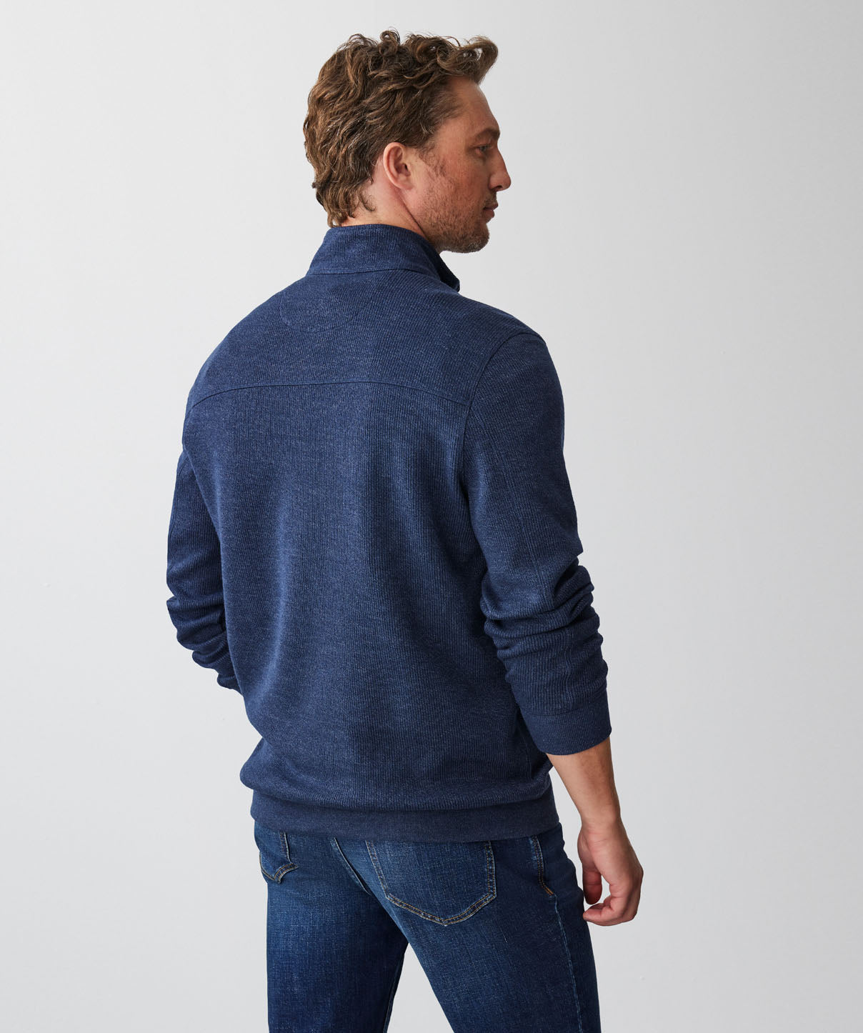 Half Zip French Rib Sweat - Denim - x-sweats - GAZMAN