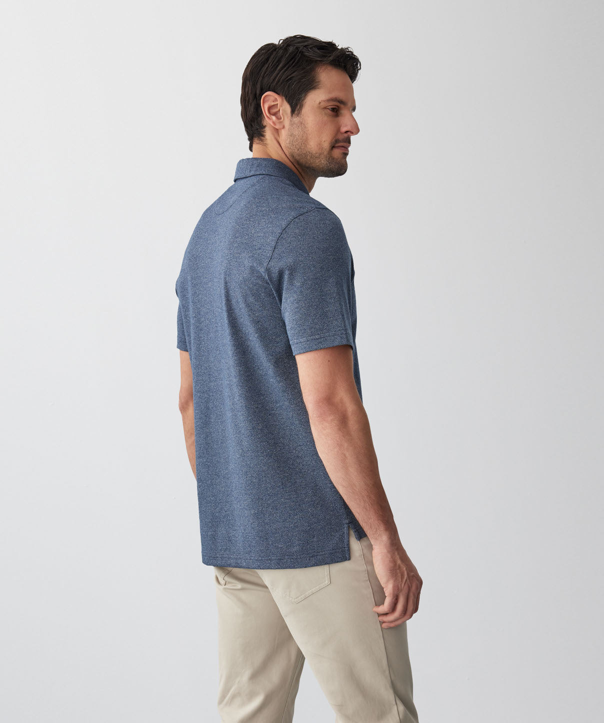 GAZFLEX Textured Polo - Denim - polos - GAZMAN