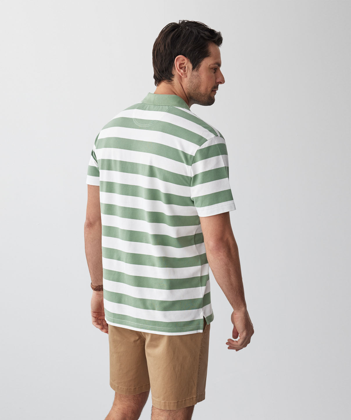 Block Stripe Pique Polo - Moss - polos - GAZMAN