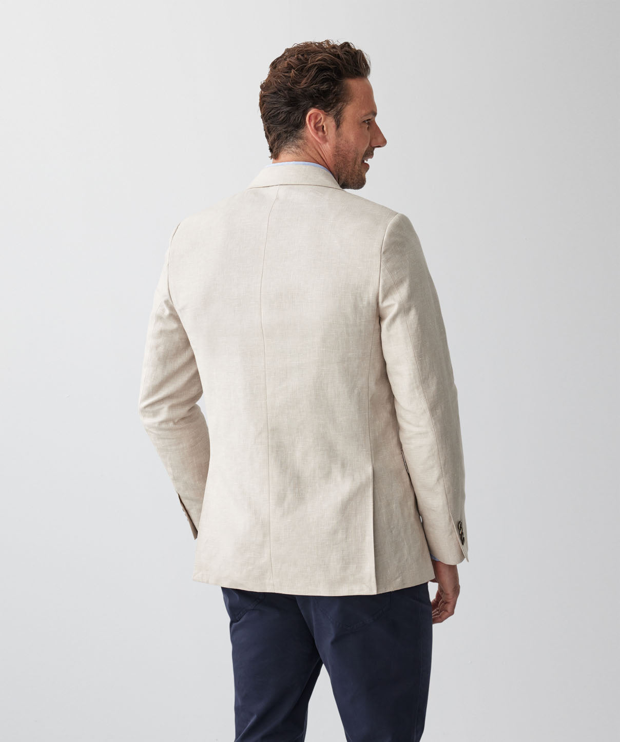 Linen Blend Plain Weave Sports Jacket - Sand - Sports Jackets - GAZMAN