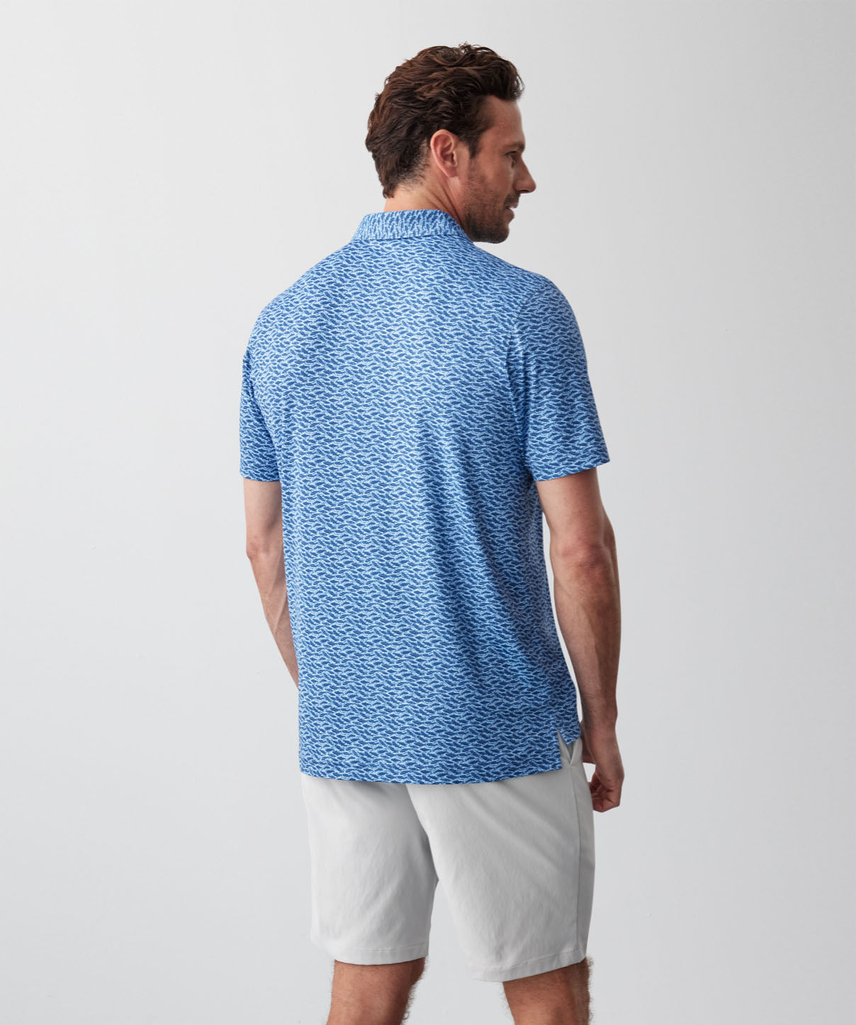 GAZFLEX Fish Print Polo - Blue - polos - GAZMAN