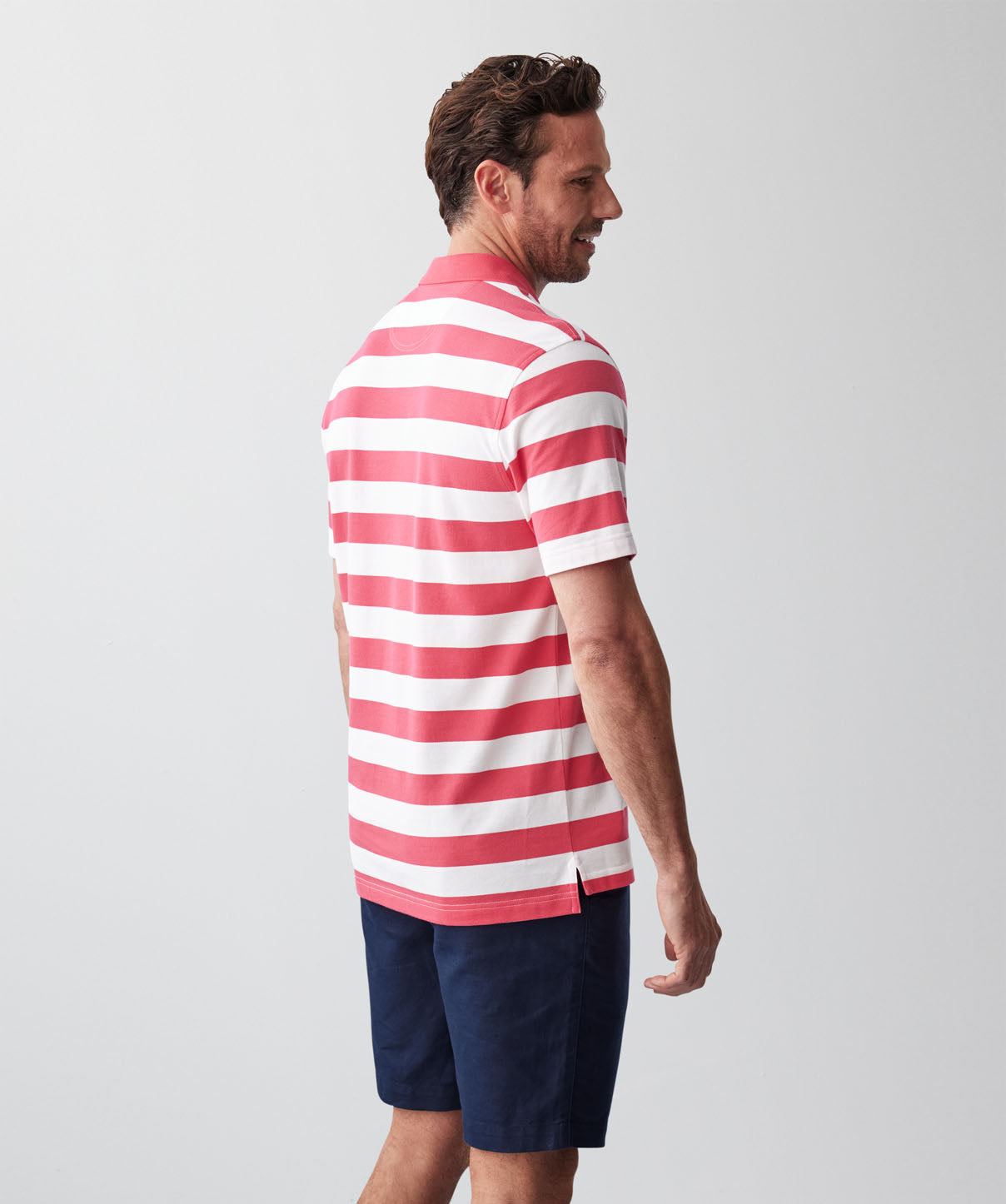Block Stripe Pique Polo - Raspberry - polos - GAZMAN