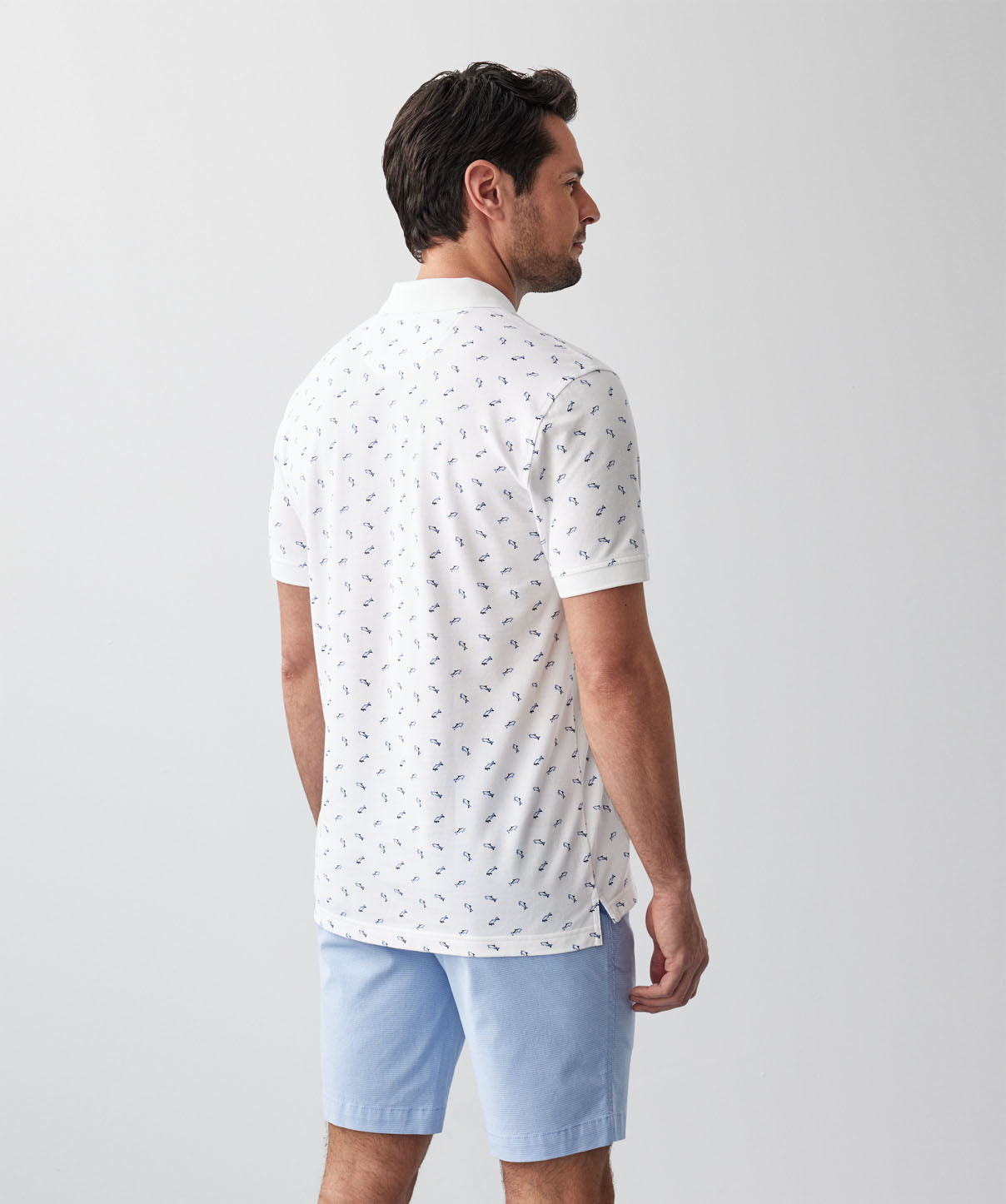Shark Print Polo - White - polos - GAZMAN