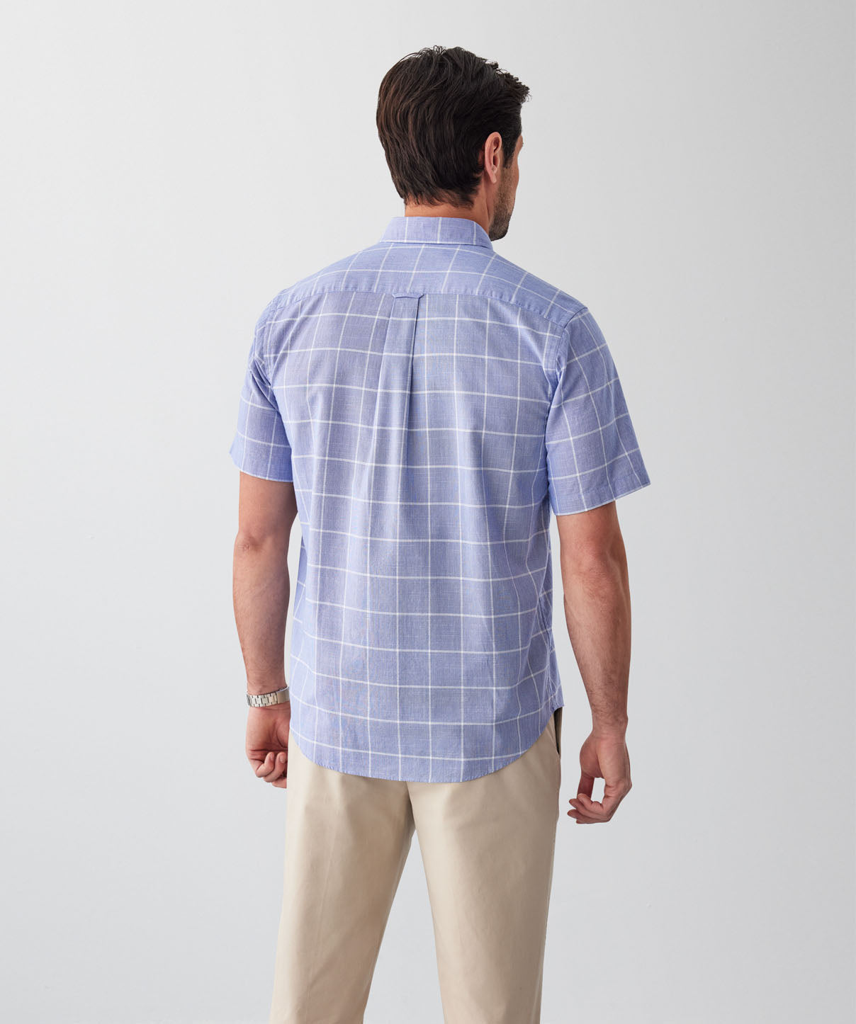 Casual Slub Check Short Sleeve Shirt - Blue - short_sleeve_shirts - GAZMAN