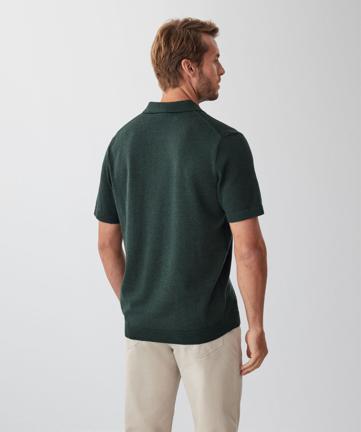 Textured Knit Polo - Khaki - polos - GAZMAN