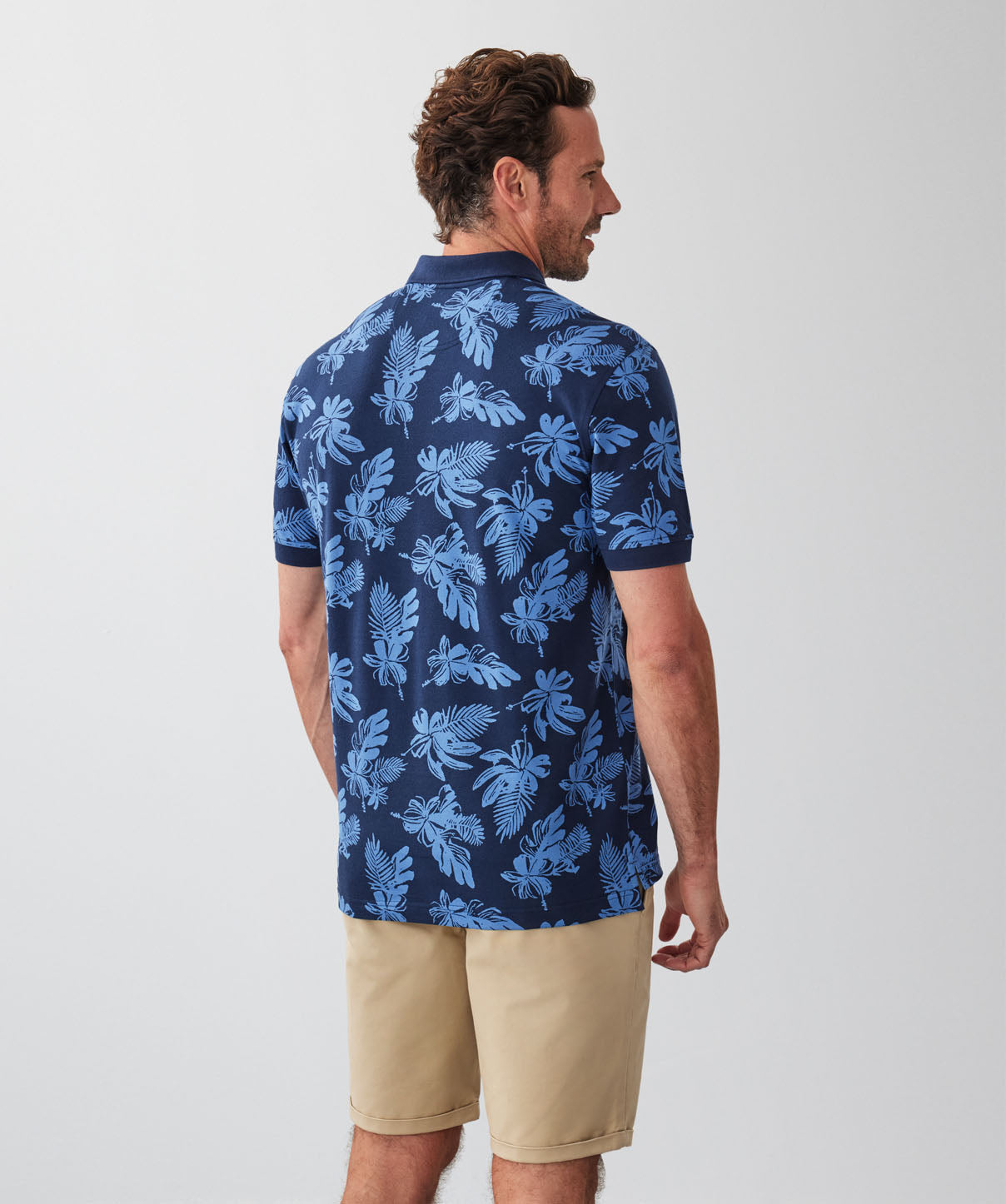 Floral Print Polo - Navy - polos - GAZMAN