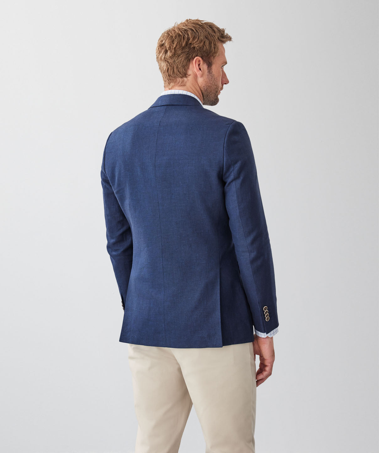 Tailored Fit Linen Blend Sports Jacket - Navy - sports_jacket - GAZMAN