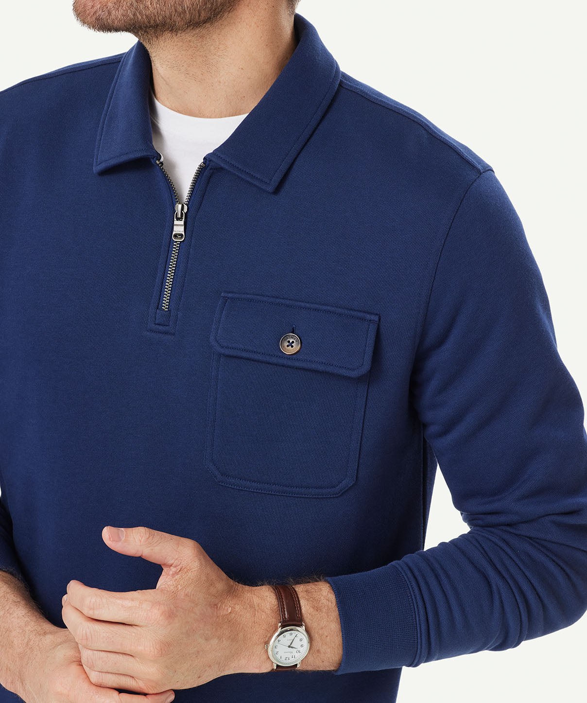 Half Zip Collared Sweat - Navy - sweats - GAZMAN