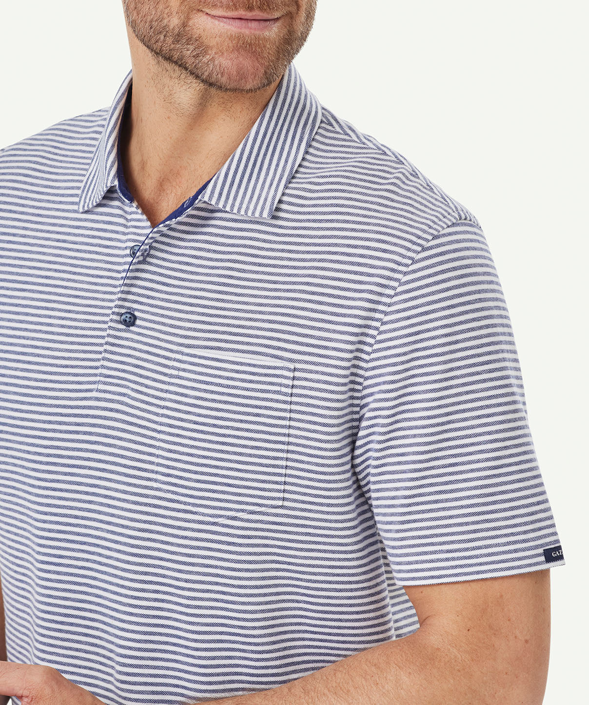 Smart Jaquard Stripe Polo - Navy - polos - GAZMAN