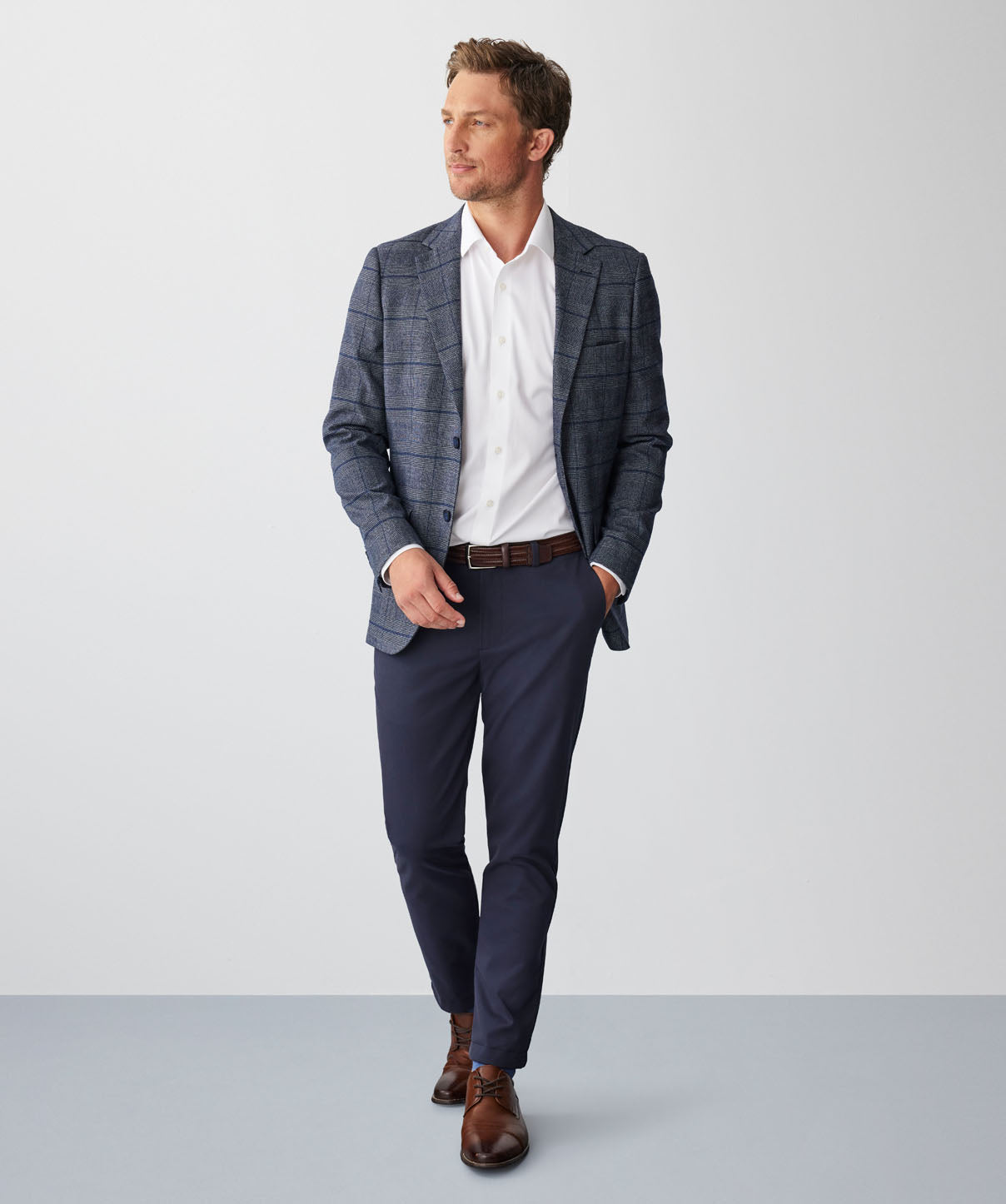 Brushed Prince of Wales Sports Jacket - Navy - Sports Jackets - GAZMAN