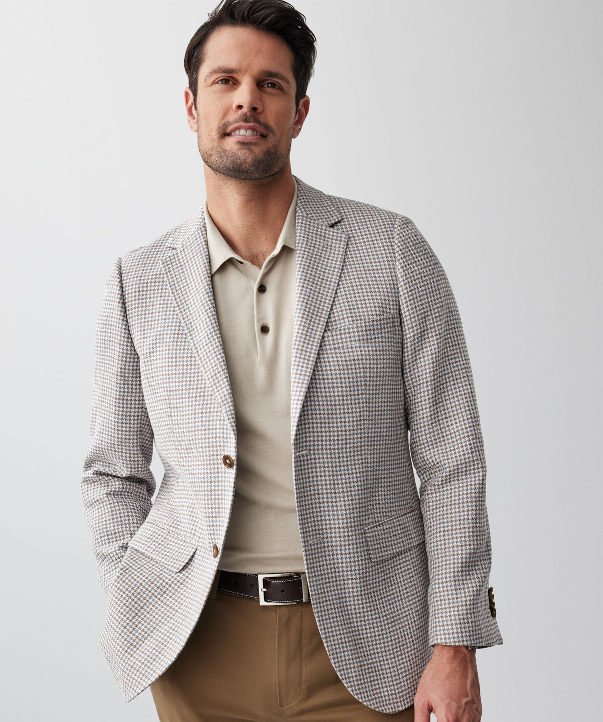 Linen Blend Houndstooth Sports Jacket - Multi Check - category_2:Sports ...