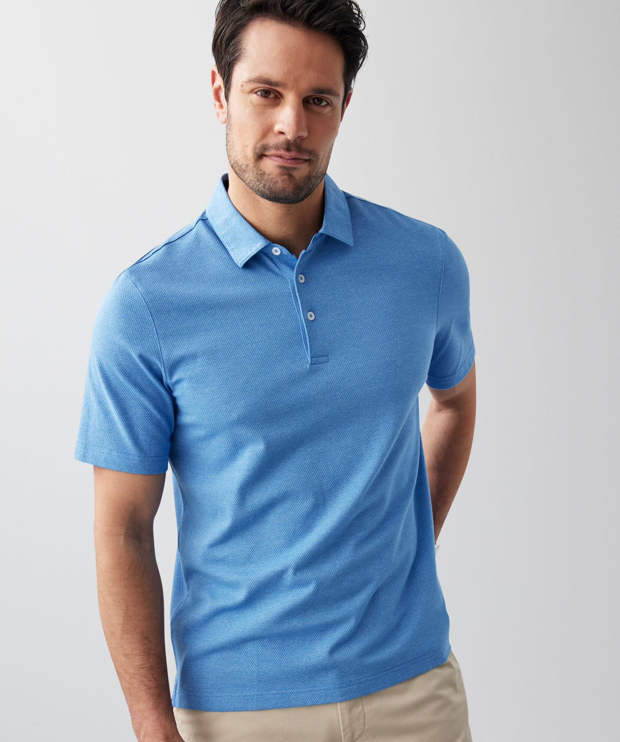 GAZFLEX Textured Polo - Blue - polos - GAZMAN