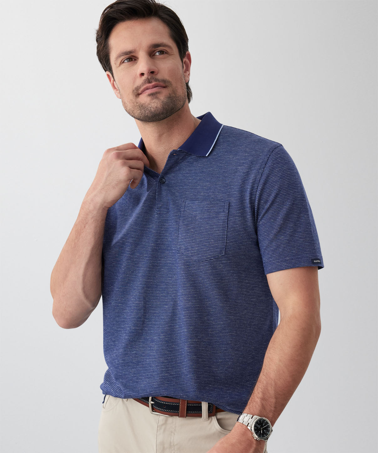 Smart Jacquard Polo - Navy - polos - GAZMAN