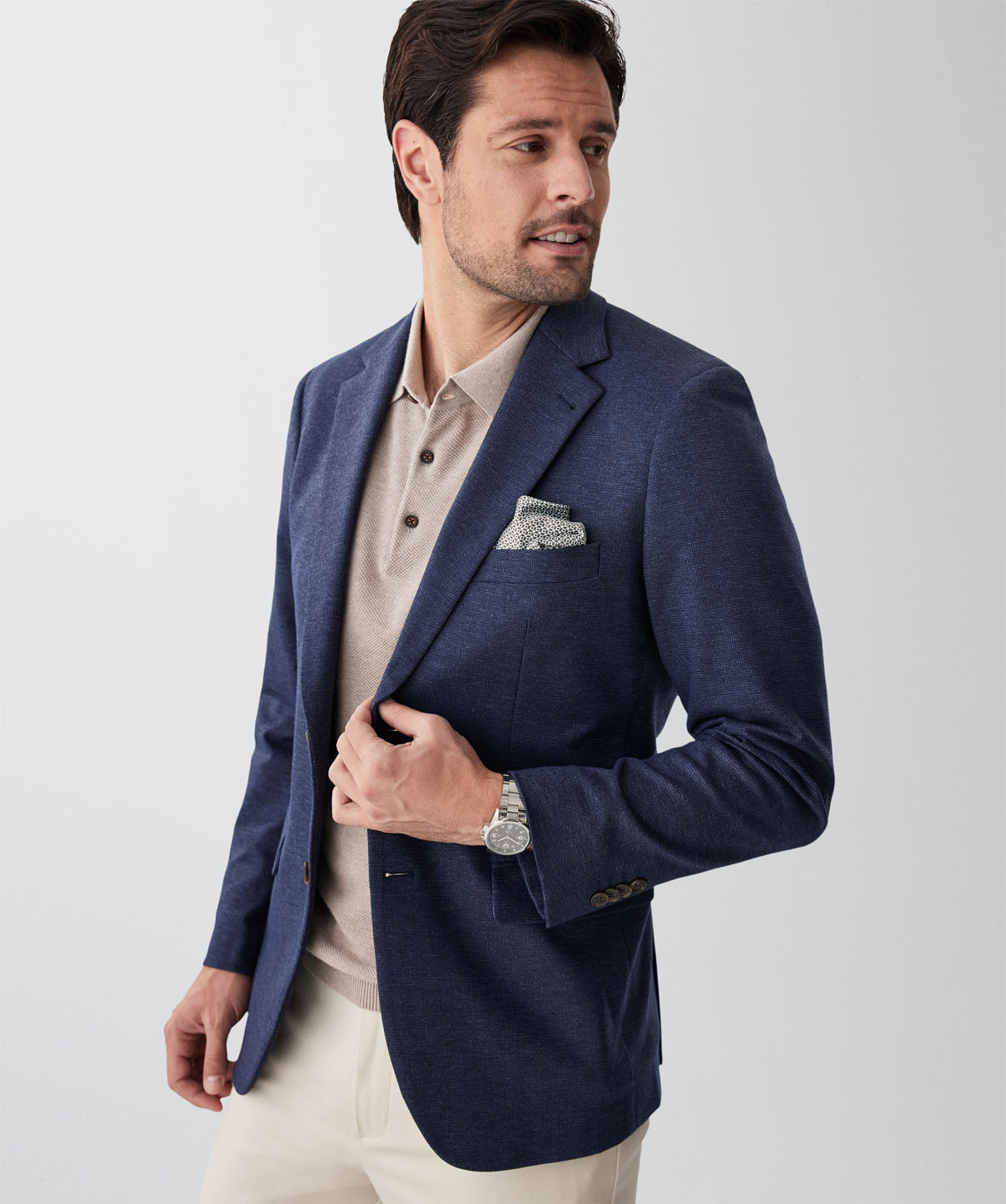 Performance Micro Print Sports Jacket - Navy - sports_jacket - GAZMAN