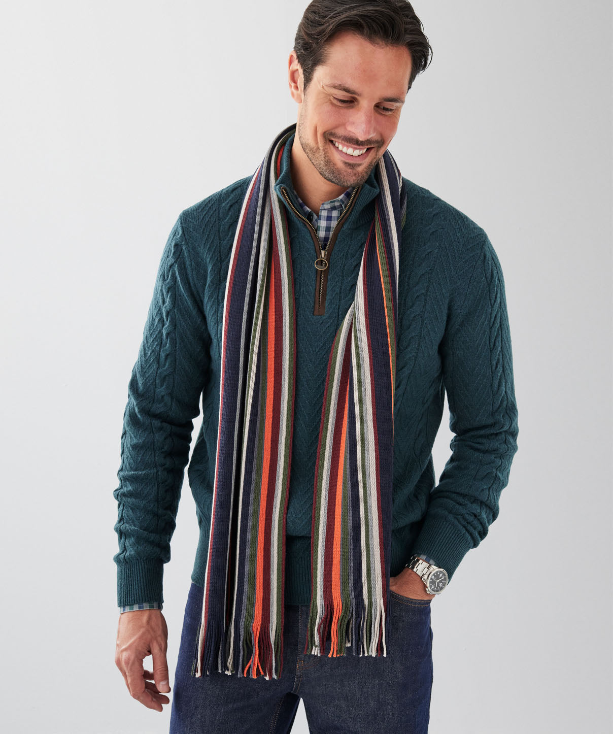 Wool Blend Multi-Stripe Scarf - Multi Stripe - scarves - GAZMAN