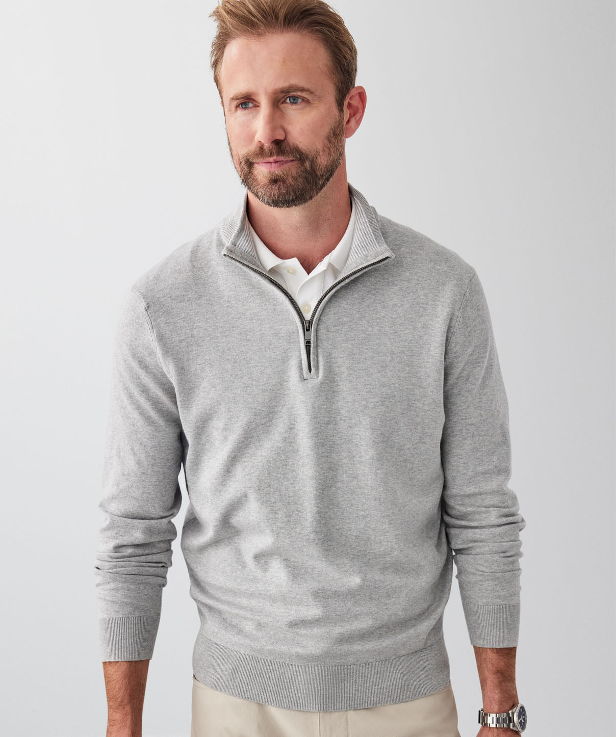 High Flex Half Zip Knit - Grey - knitwear - GAZMAN